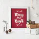 Merry and Bright Rustic Red Holiday Wall Poster | Zazzle