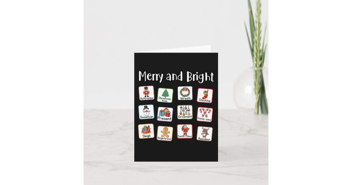 Merry And Bright Speech Therapist AAC SLP Christma Card | Zazzle