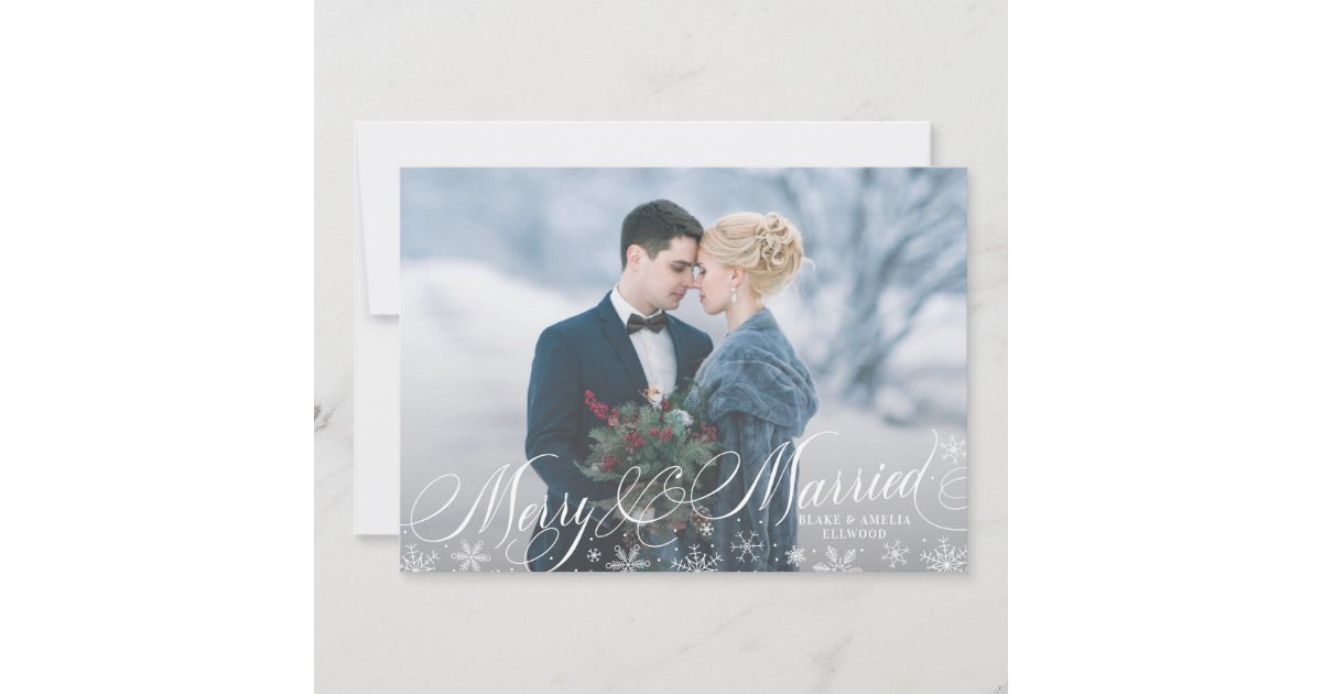 Merry and Married First Newlywed Christmas Holiday Card | Zazzle.com