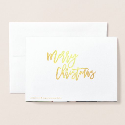 Merry and Married Gold Foil Script Holiday Photo Foil Card | Zazzle