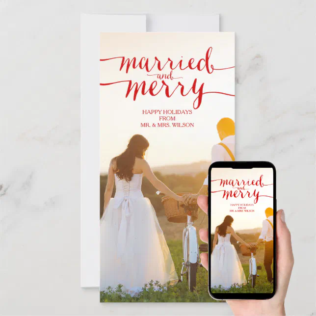 MERRY AND MARRIED | HOLIDAY PHOTO CARD | Zazzle