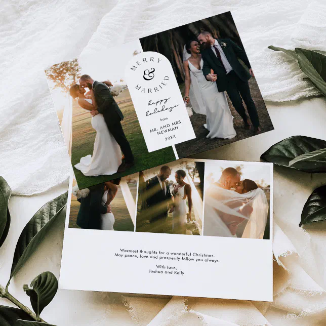 Merry and Married Wedding Photo Holiday Card | Zazzle