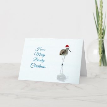 Merry Beachy Sandpiper Christmas Card | Zazzle