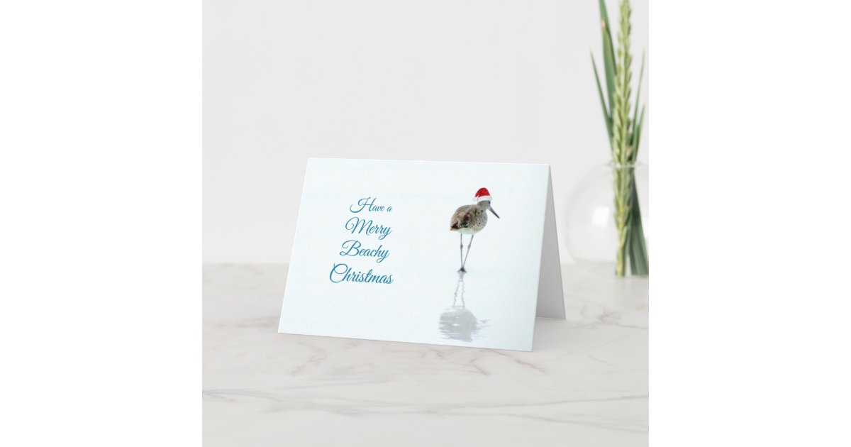 Merry Beachy Sandpiper Christmas Card | Zazzle