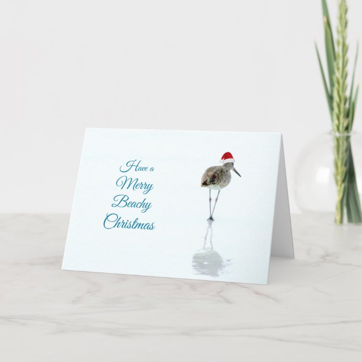 Merry Beachy Sandpiper Christmas Card | Zazzle