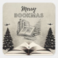 Merry Bookmas, Readers and Book Lovers Square Sticker | Zazzle