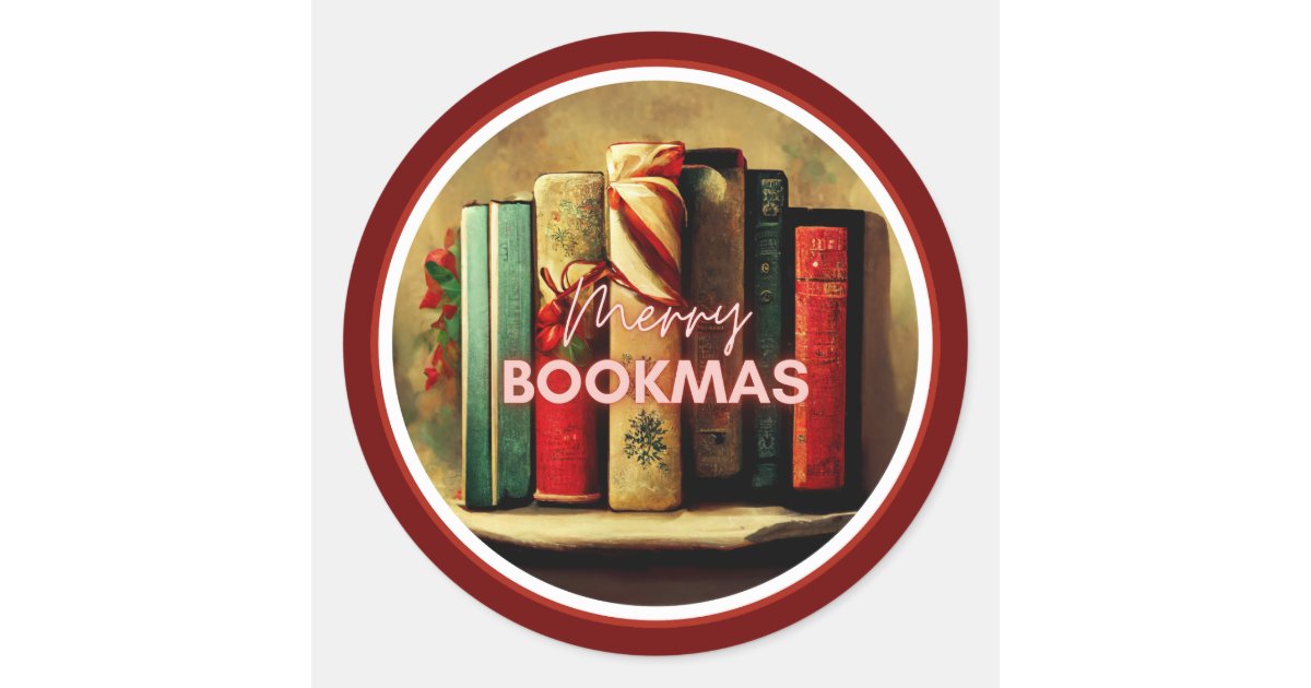Merry Bookmas, School Librarian Christmas Classic Round Sticker | Zazzle