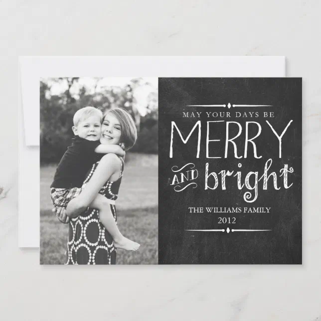 Merry & Bright Chalkboard Card | Zazzle