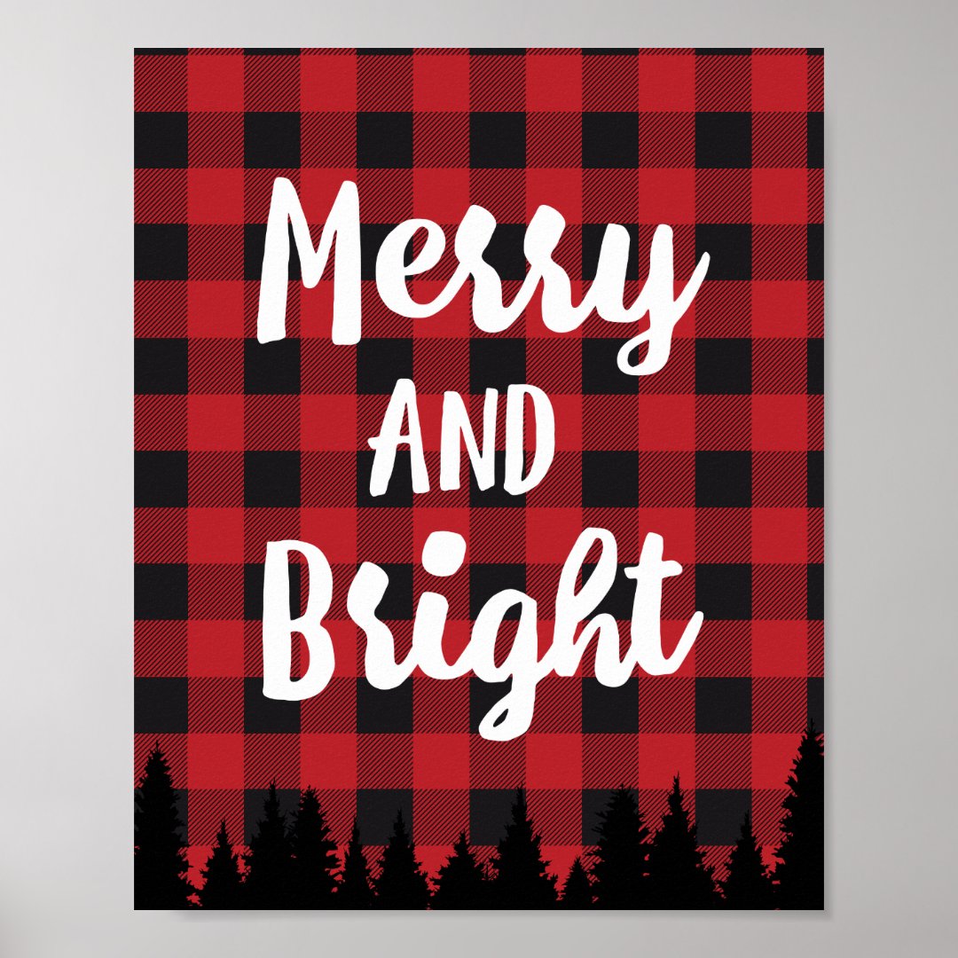 Merry & Bright Christmas/Holiday Wall Print Poster | Zazzle