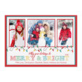 Merry & Bright Christmas Lights 3 Photo Greeting Holiday Card | Zazzle