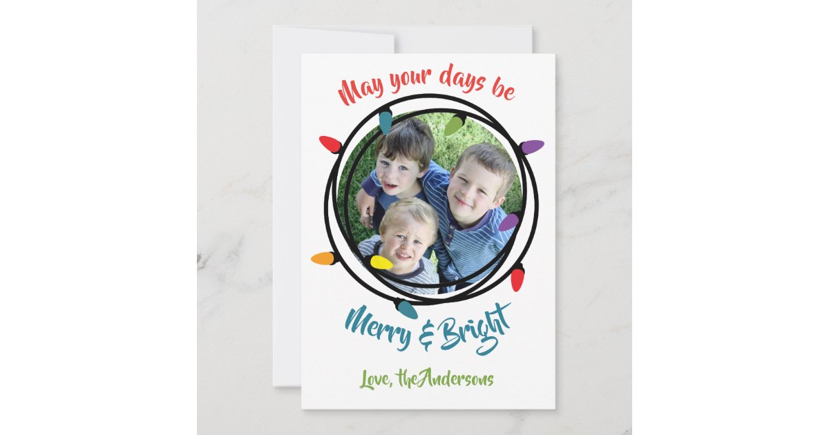 Merry & Bright Christmas Lights Holiday Card | Zazzle