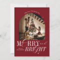Merry & Bright Red Elegant Script Christmas Photo Holiday Card | Zazzle