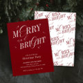 Merry & Bright Red Elegant Script Modern Christmas Invitation | Zazzle