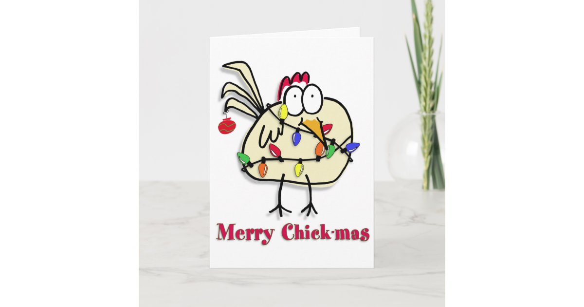 Merry Chick.mas Fun Holiday Card | Zazzle