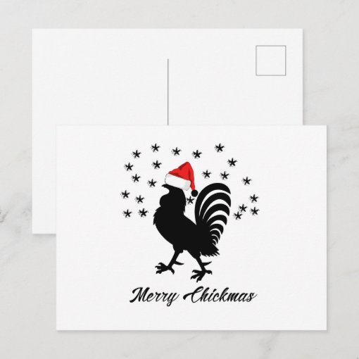 Merry Chickmas Funny Christmas Chicken Holiday Postcard | Zazzle