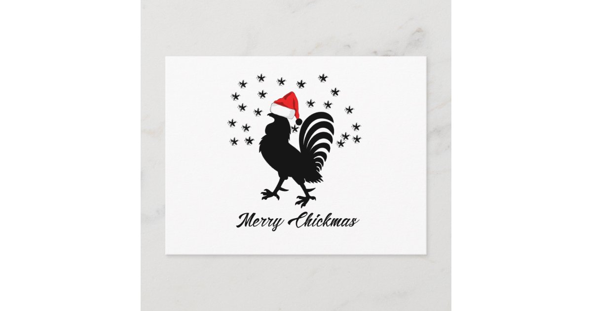 Merry Chickmas Funny Christmas Chicken Holiday Postcard | Zazzle