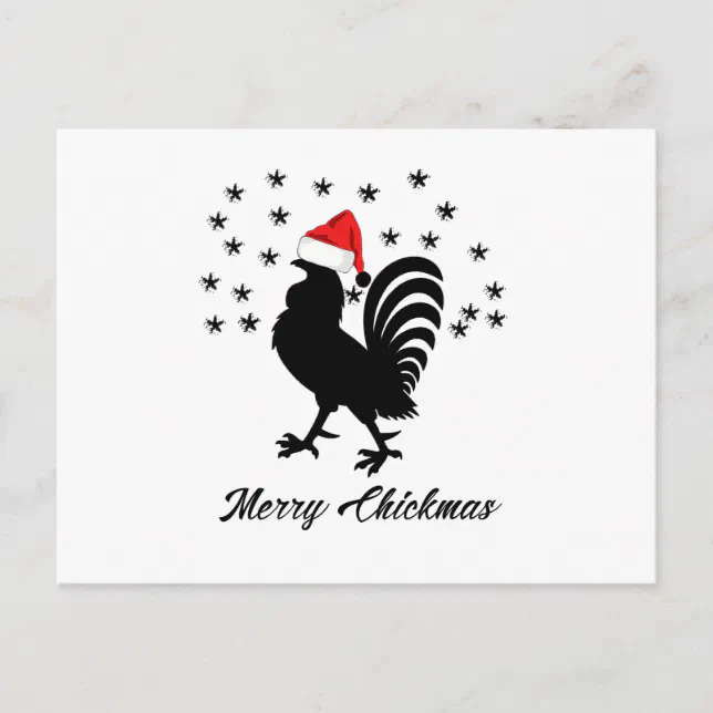 Merry Chickmas Funny Christmas Chicken Holiday Postcard | Zazzle