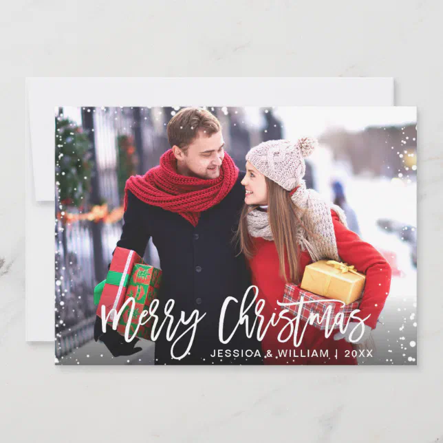 Merry Christmas 2 PHOTO Holiday Greeting Card | Zazzle