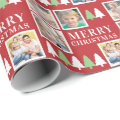 Merry Christmas 4 Photos Red Christmas Wrapping Paper | Zazzle