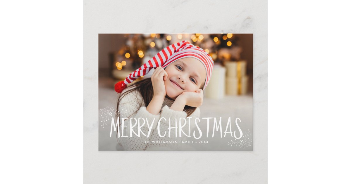 merry christmas adorable personalized photo card | Zazzle
