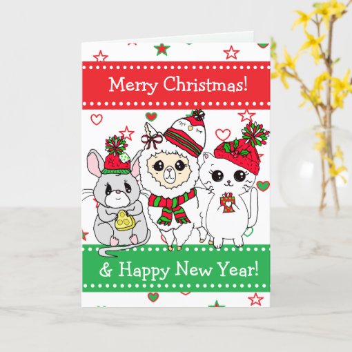 Merry Christmas and Happy New Year Llama Card | Zazzle