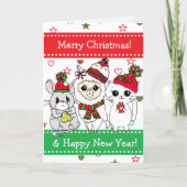 Merry Christmas and Happy New Year Llama Card | Zazzle