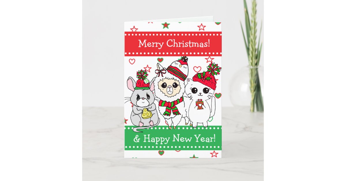 Merry Christmas and Happy New Year Llama Card | Zazzle