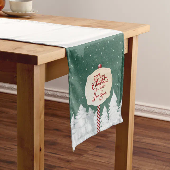 Merry Christmas and Happy New Year Long Table Runner | Zazzle