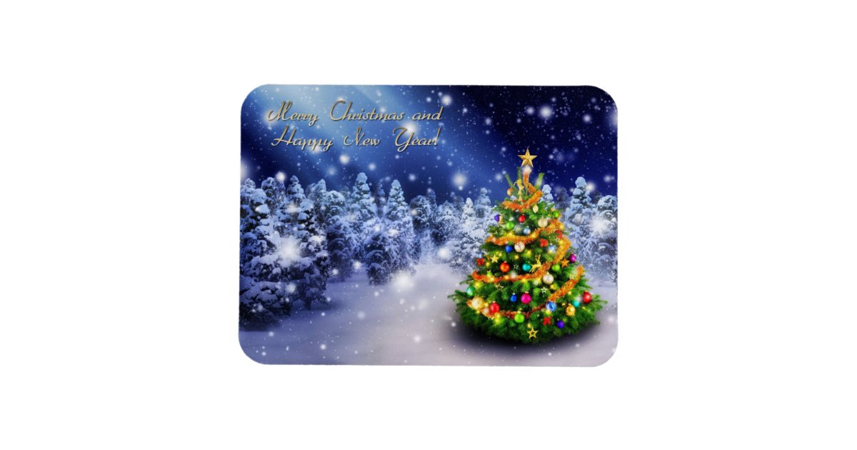 Merry christmas and happy new year magnet | Zazzle