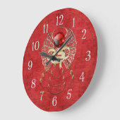 Merry Christmas Angel - Red Large Clock | Zazzle