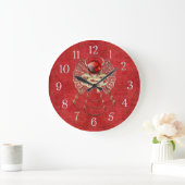 Merry Christmas Angel - Red Large Clock | Zazzle