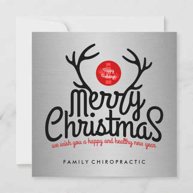 Merry Christmas Antlers Chiropractic Flat Cards | Zazzle