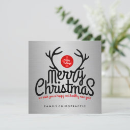Merry Christmas Antlers Chiropractic Flat Cards | Zazzle