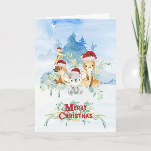 Merry Christmas Australian Bush Babies Christmas Holiday Card | Zazzle