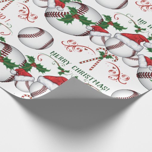 Merry Christmas Baseball Santa Wrapping Paper | Zazzle