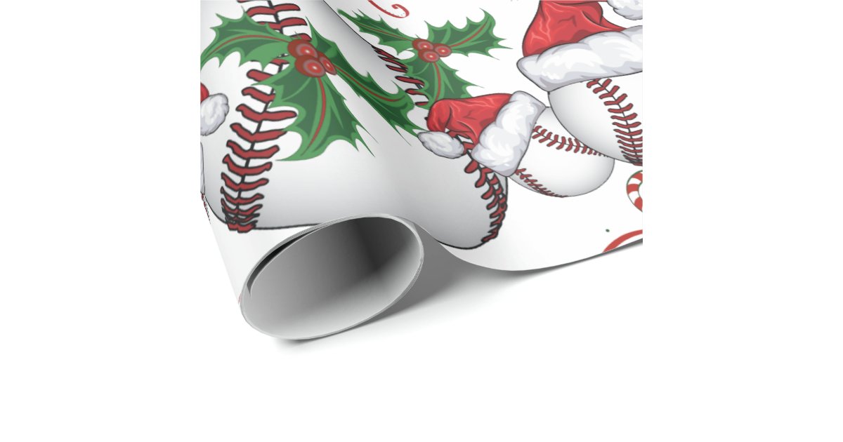 Merry Christmas Baseball Santa Wrapping Paper | Zazzle
