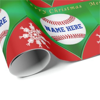 Merry Christmas Baseball Wrapping Paper, Your Name Wrapping Paper | Zazzle