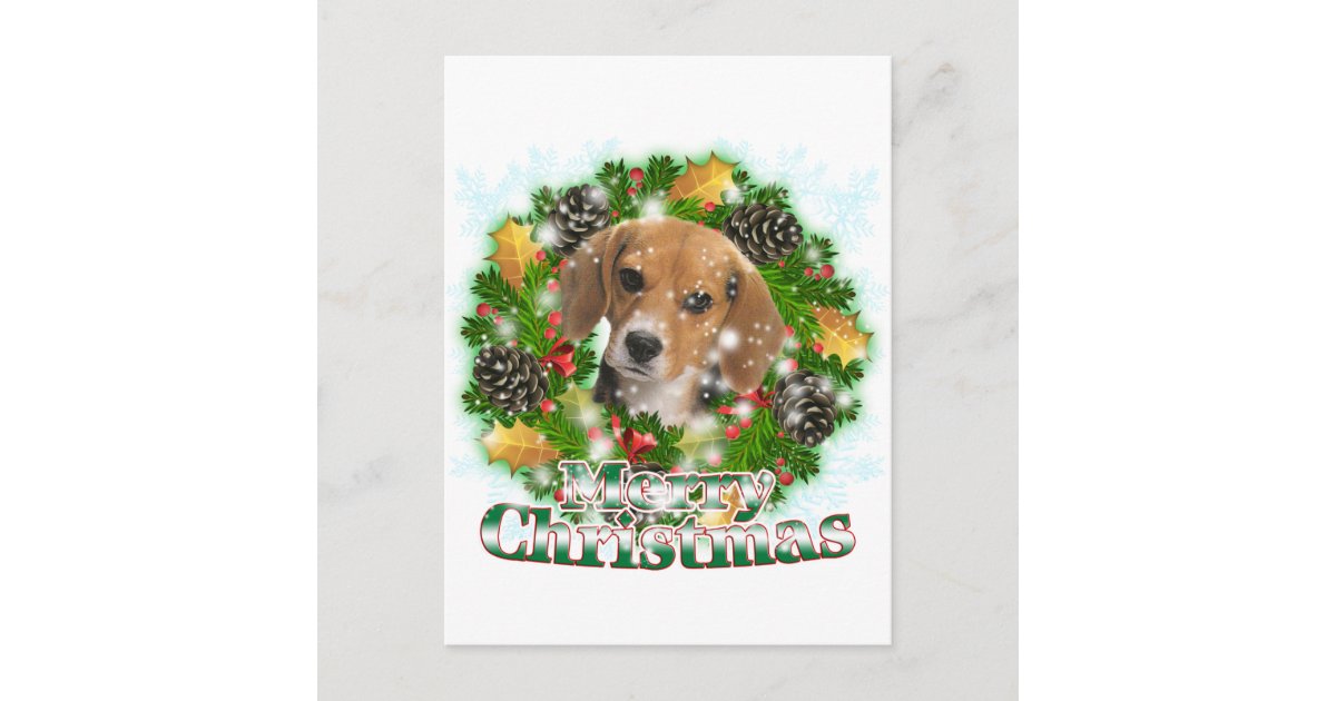 Merry Christmas Beagle Holiday Postcard | Zazzle
