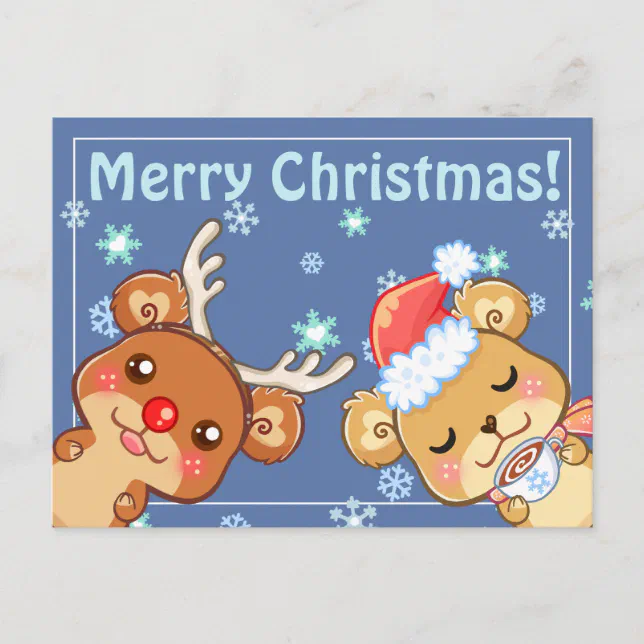 Merry Christmas Bears Postcard | Zazzle