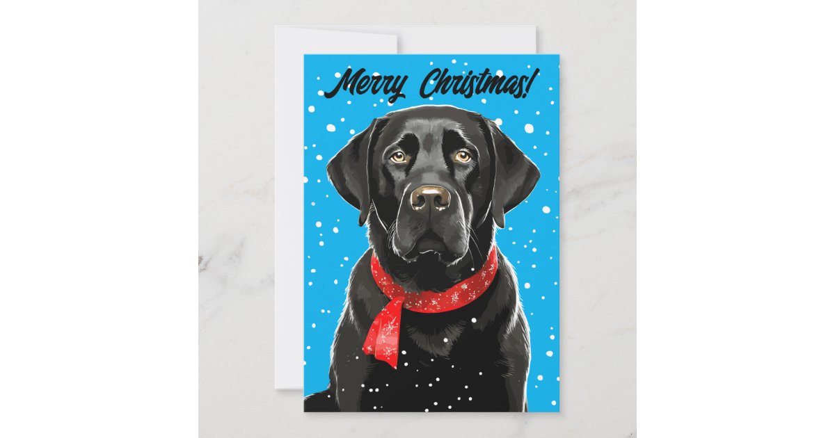Merry Christmas Black Lab Retriever Holiday Card | Zazzle