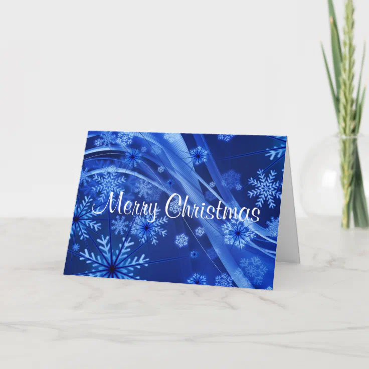 Merry Christmas Blue Snowflakes Greeting Cards | Zazzle
