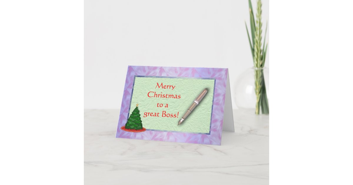 Merry Christmas Boss Christmas card with pen | Zazzle