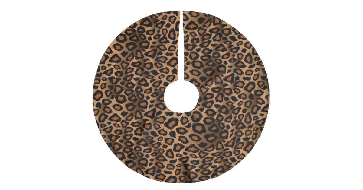 Merry Christmas Brown Leopard Animal Print Brushed Polyester Tree Skirt ...