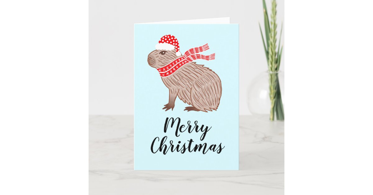 Merry Christmas Capybara Holiday Greeting Card | Zazzle