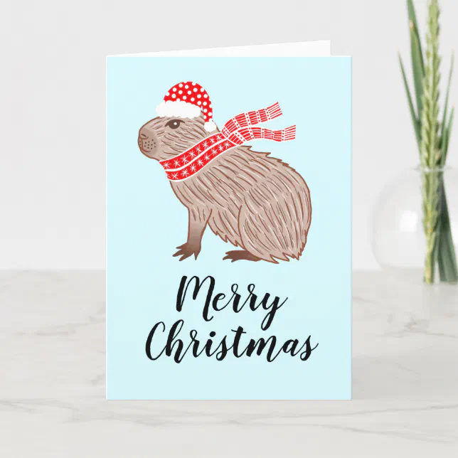 Merry Christmas Capybara Holiday Greeting Card | Zazzle