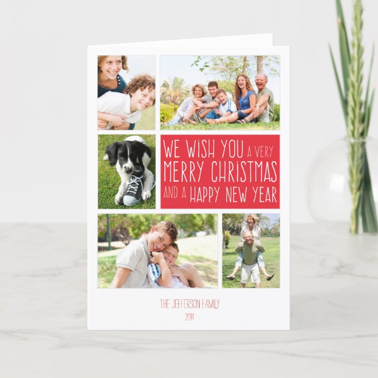 Merry Christmas card - photo collage template | Zazzle