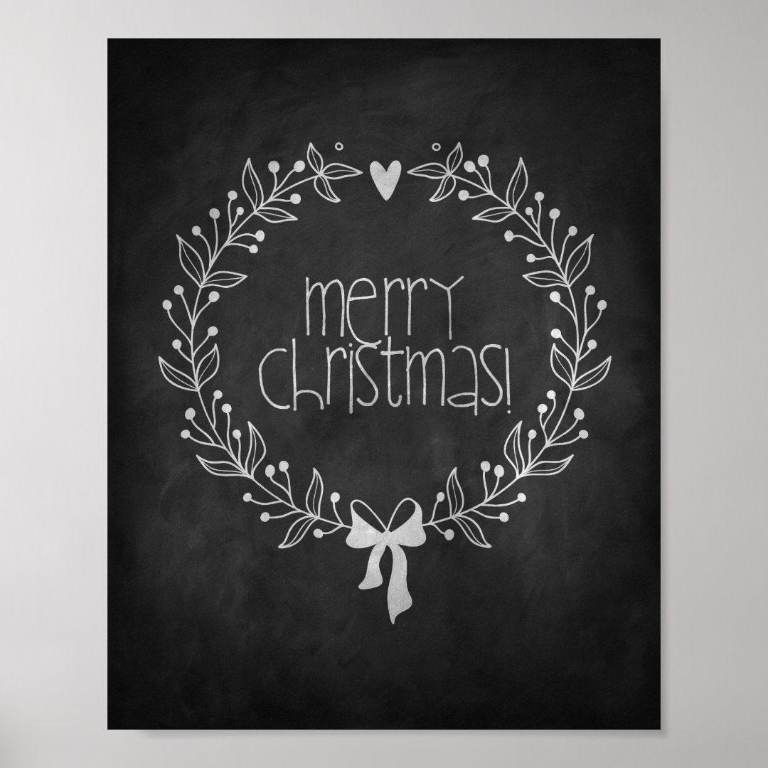Merry Christmas Chalkboard Poster | Zazzle