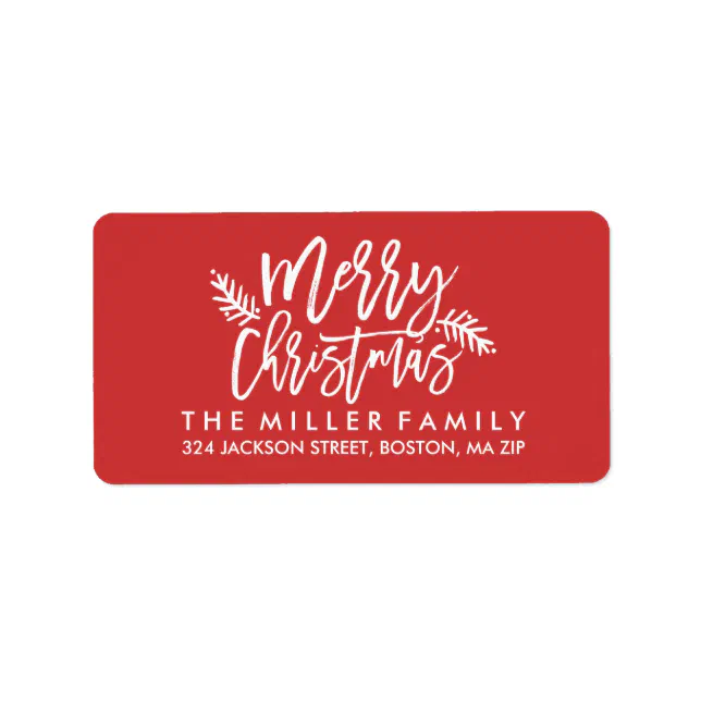 Merry Christmas Chic Hand Lettered Holiday Label | Zazzle