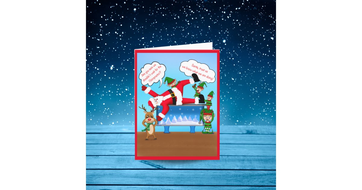Merry Christmas Chiropractor Santa & Elves Holiday Card | Zazzle