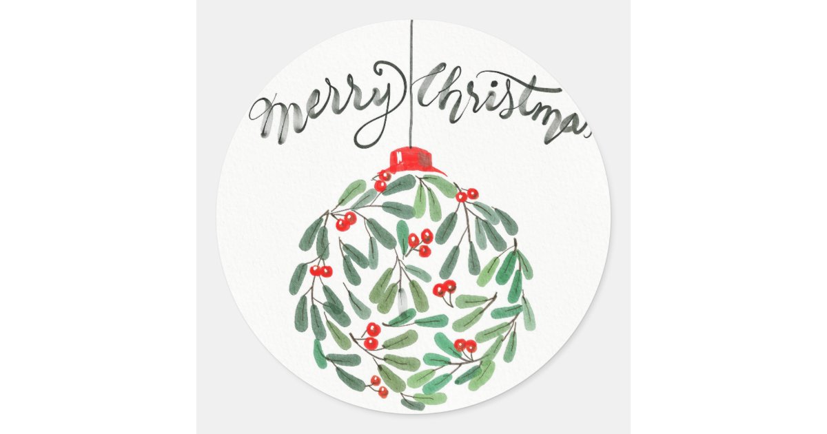 Merry Christmas Classic Round Sticker | Zazzle